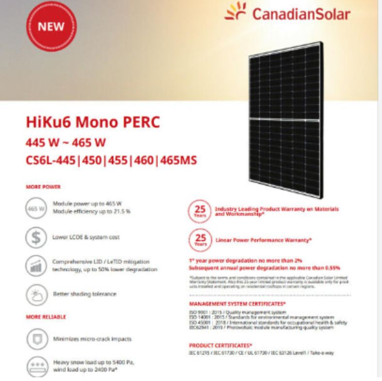 Panouri fotovoltaice Canadian Solar 460W , CS6L-460MS , PERC , HiKu ...